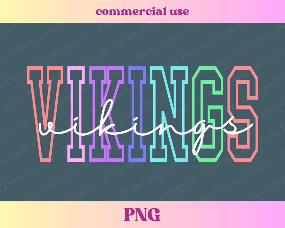 Colorful Vikings PNG | Retro Vintage Groovy Sports Shirt Gift | Trendy ...