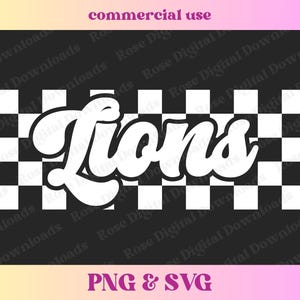 Checkered Lions PNG SVG | Trendy Varsity School Spirit Grad Shirt, Cute ...