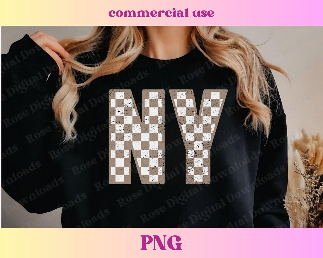 Distressed Checkered New York PNG Trendy State Shirt Design Retro ...