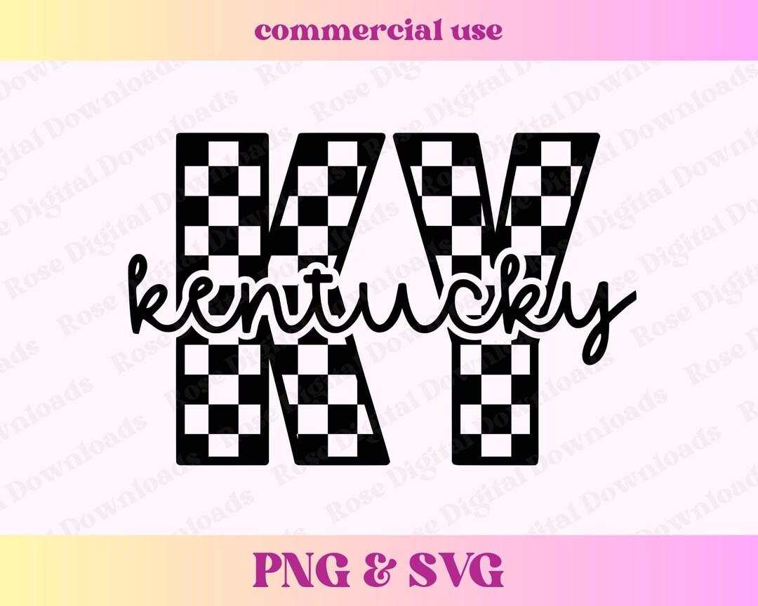 Checkered Kentucky PNG SVG | Trendy State Shirt Design | Retro Vintage ...