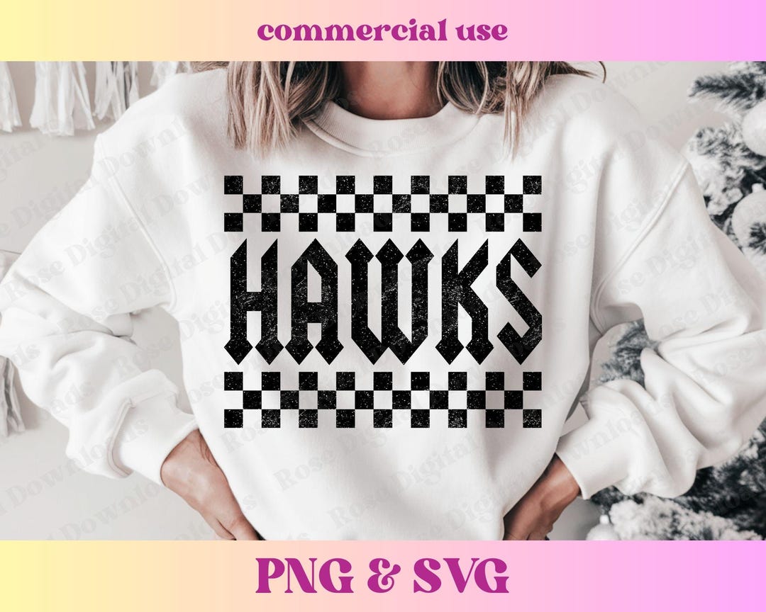Checkered Hawks PNG SVG | Trendy Varsity School Spirit Grad Shirt ...