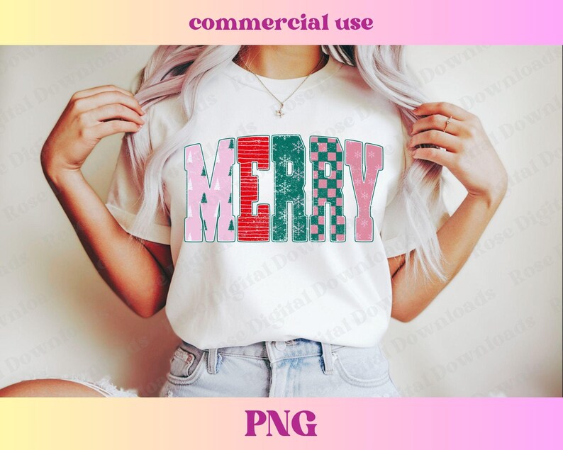 Boho Merry Christmas PNG | Distressed Retro Christmas Shirt | Checkered ...