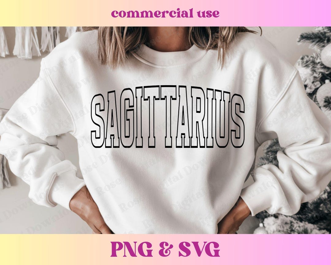 Varsity Sagittarius Outline PNG SVG | Zodiac Shirt | Varsity Trending ...