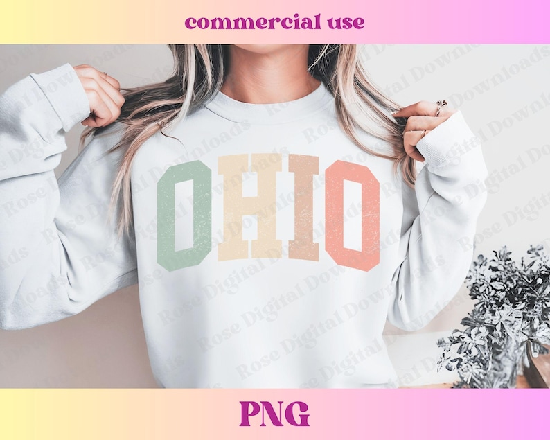 Pastel Ohio PNG | Trendy State Shirt Design | Retro Vintage T-shirt ...