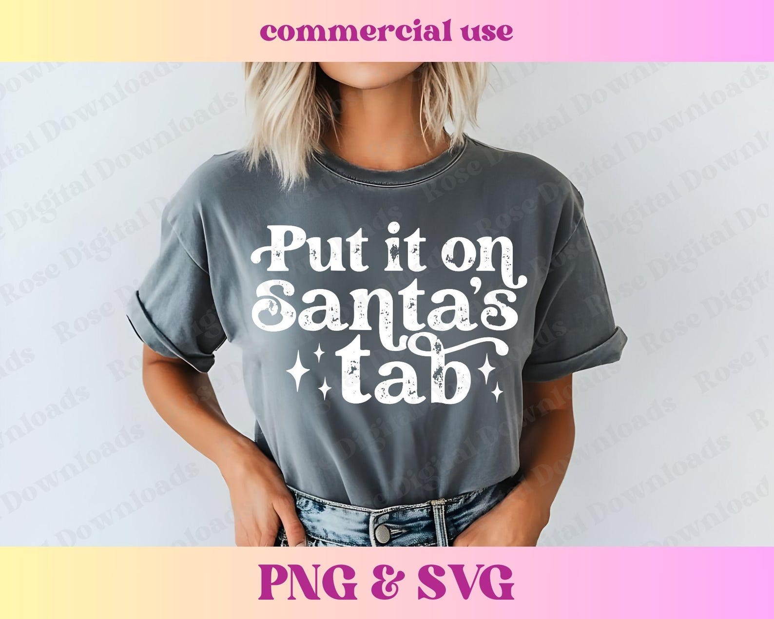 Trendy Put It on Santa's Tab PNG SVG | Vintage Christmas Shirt Design ...