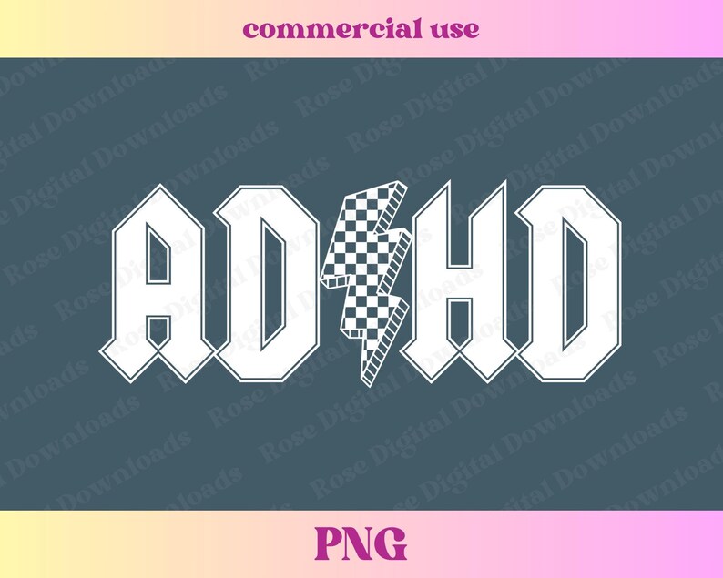 Checkered Lightning Bolt ADHD PNG SVG Unhinged Sarcastic Sublimation ...