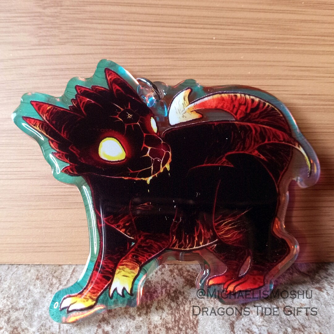 Cute Fire Dragon Acrylic Keychain - Etsy