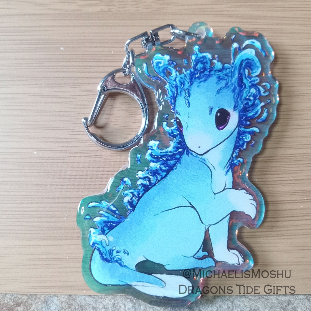 Cute Water Dragon Acrylic Keychain - Etsy