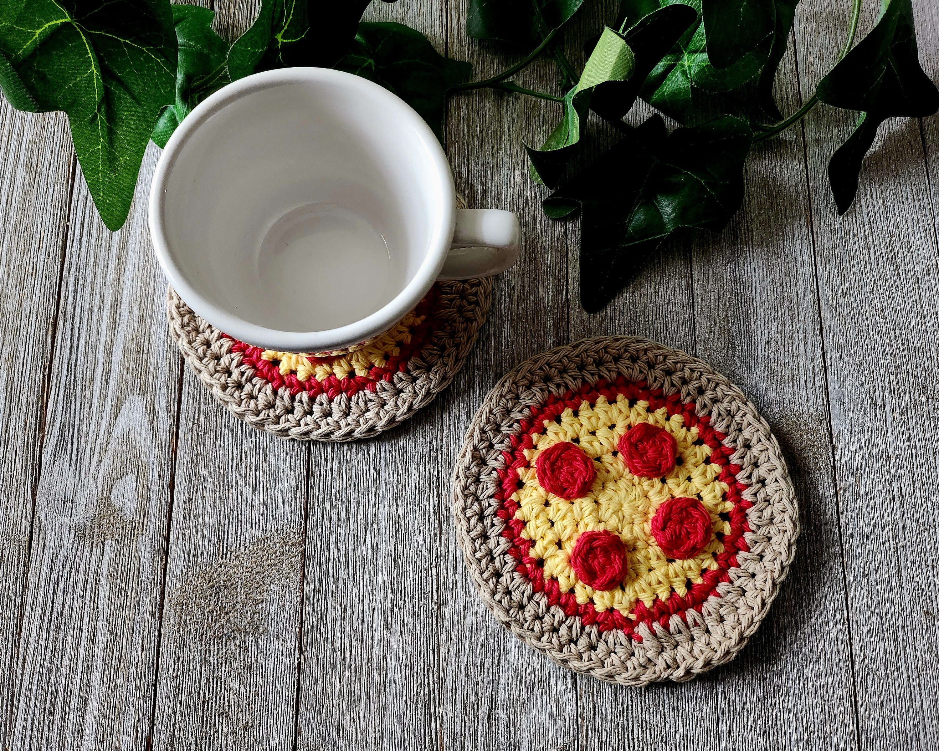 Crochet PATTERN - Pizza Coasters - Digital Download - Food Themed ...