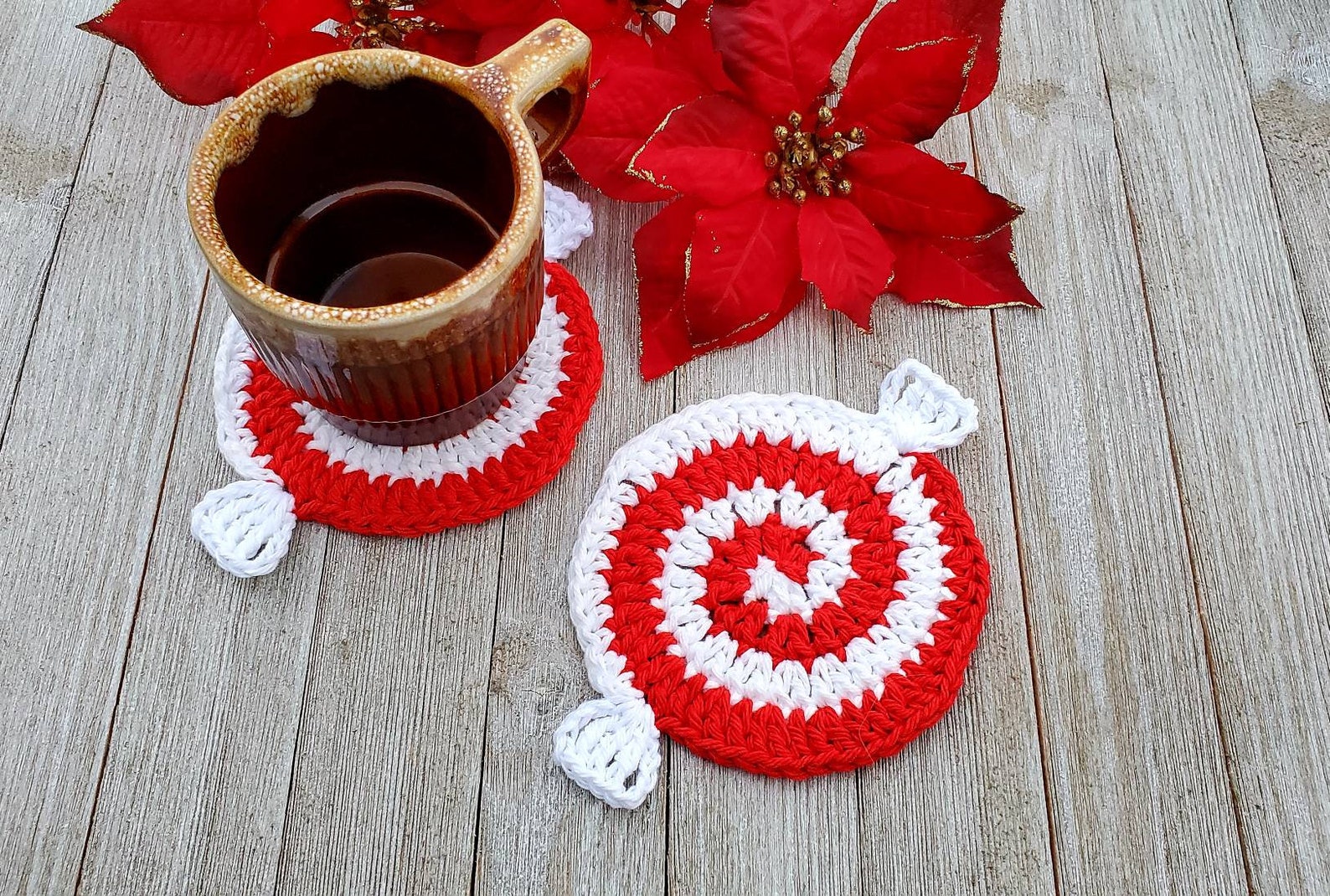 Peppermint Candy Coaster Set Crochet Cotton Coasters Candy - Etsy
