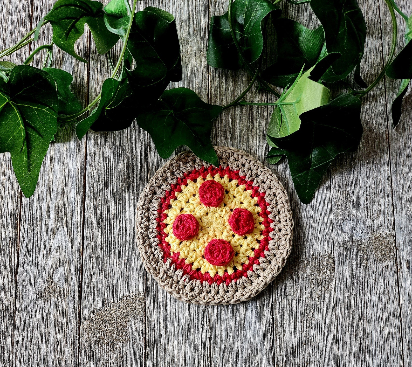 Crochet PATTERN - Pizza Coasters - Digital Download - Food Themed ...