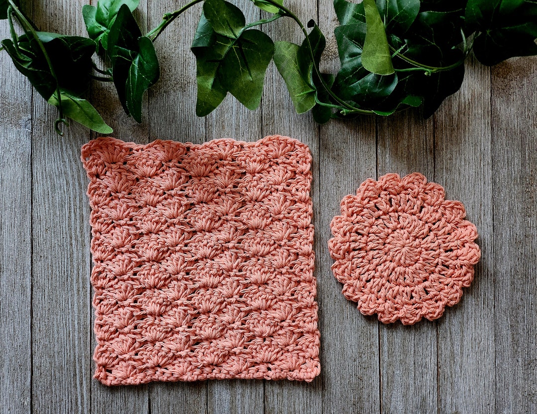 Crochet PATTERN - Shell Stitch Dishcloth and Coaster Pattern - Digital ...