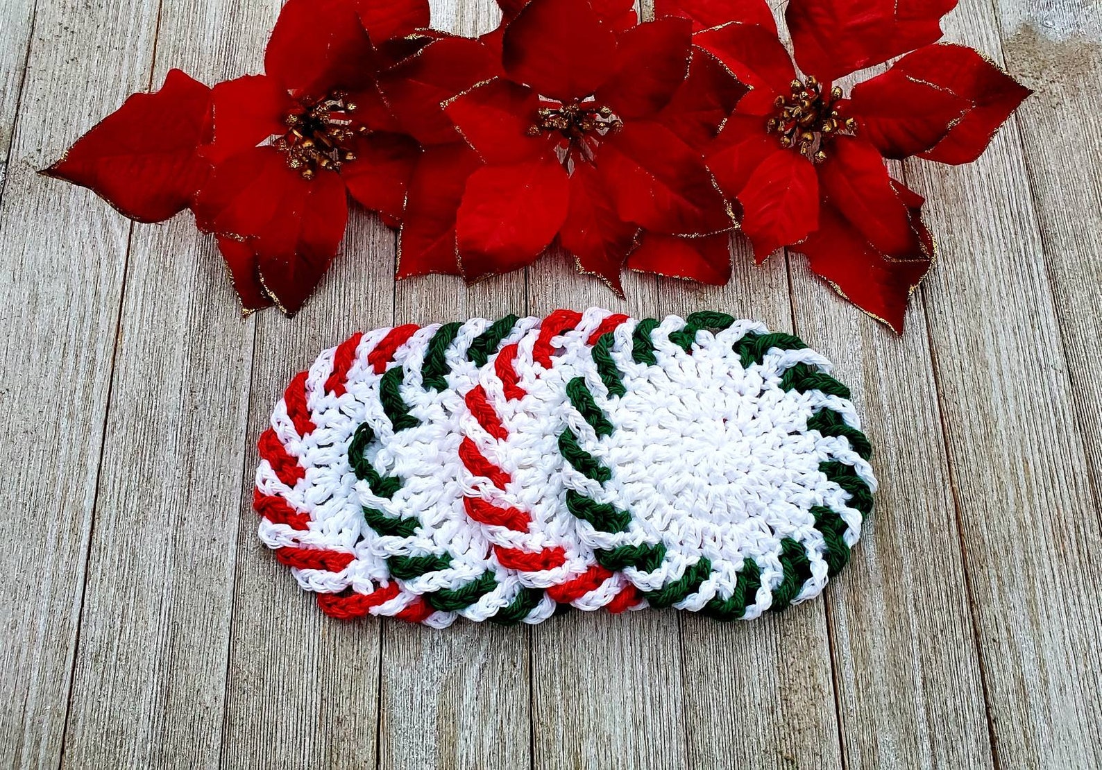 Candy Cane Coaster Set Peppermint Christmas Coasters Holiday - Etsy