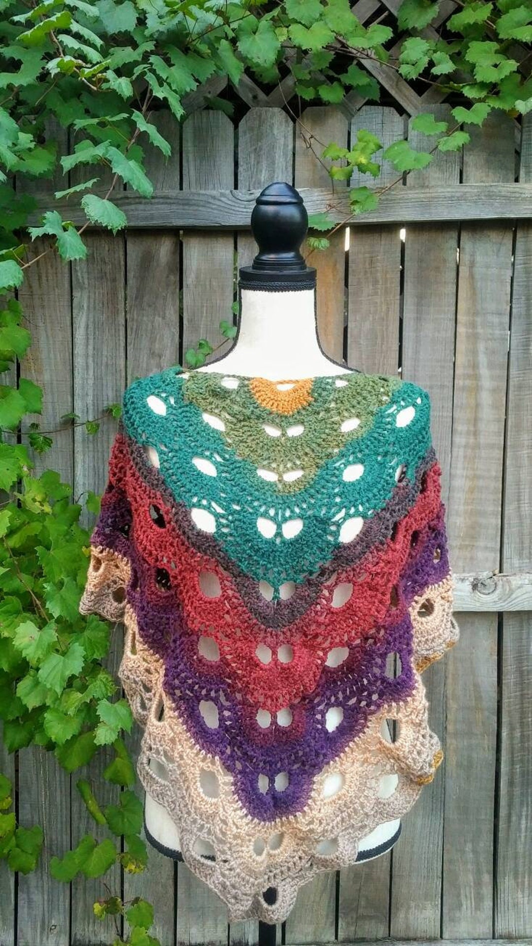 Crochet Virus Shawl: Multicolored Bohemian Triangle Scarf - Etsy