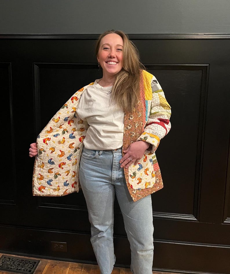 Vintage Quilt Jacket With Chicken Motif - Etsy