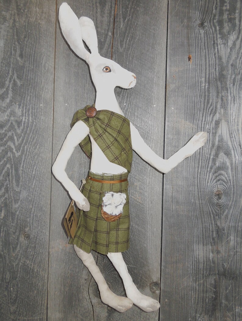 Scottish Hare Rabbit Wearing Kilt Primitive Soft Sculpture - Etsy