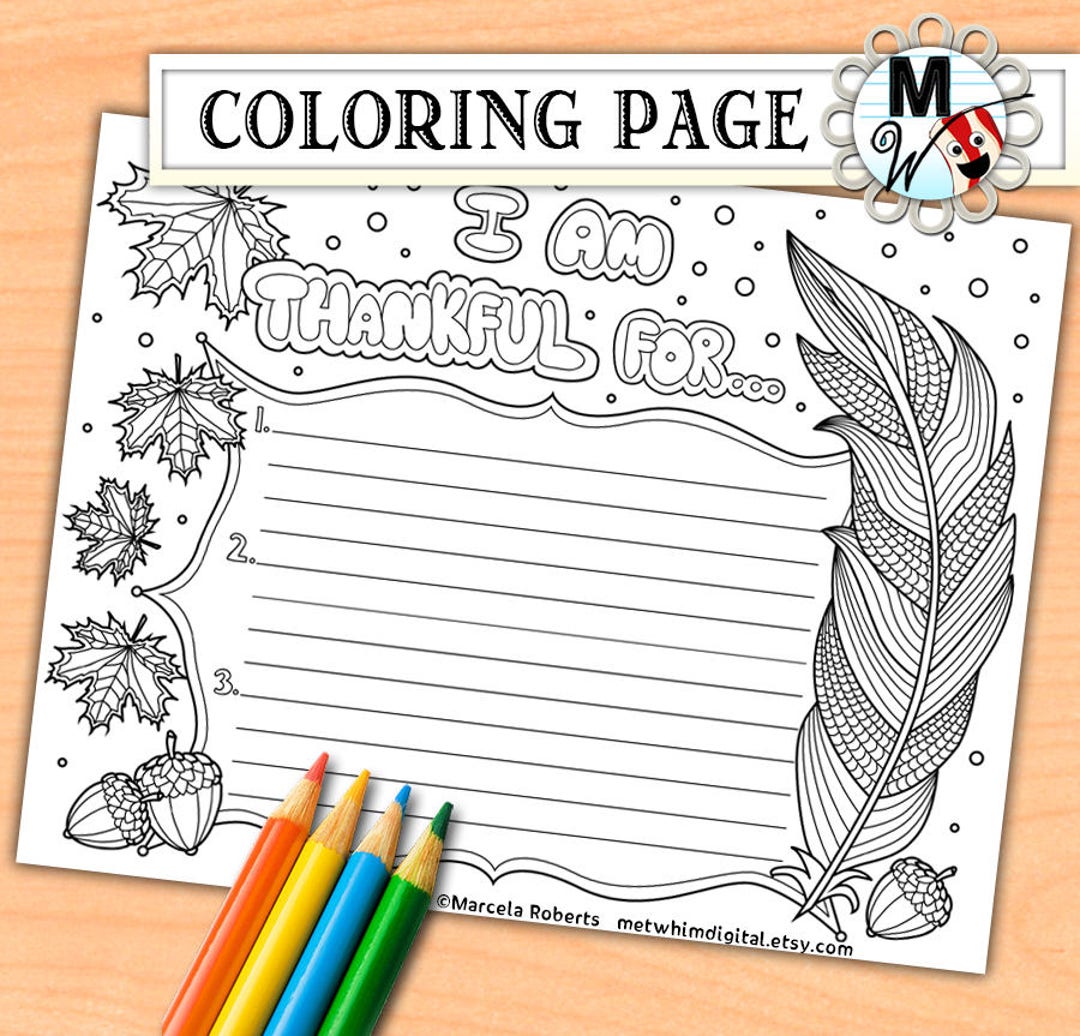 Thanksgiving Fall Coloring Page: Gratitude Activity (digital Download ...