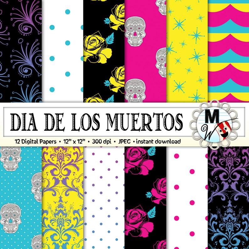 Day of the Dead Digital Paper Pack for Instant Download as Scrapbook ...