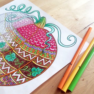 Zen Tangle Pumpkin Coloring Page: Fall Halloween Printable (digital ...