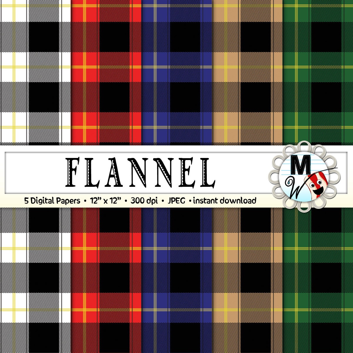 Flannel Digital Paper Pack for Instant Download as Buffalo Plaid ...