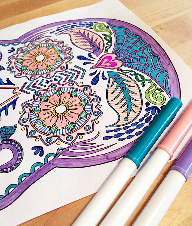 Sugar Skull Coloring Page - Day of the Dead Printable, Halloween ...