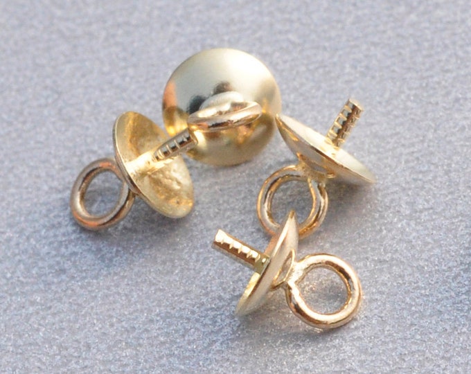 Solid 14k Gold Peg Small Setting Component With 4mm Cup for Half Drill ...