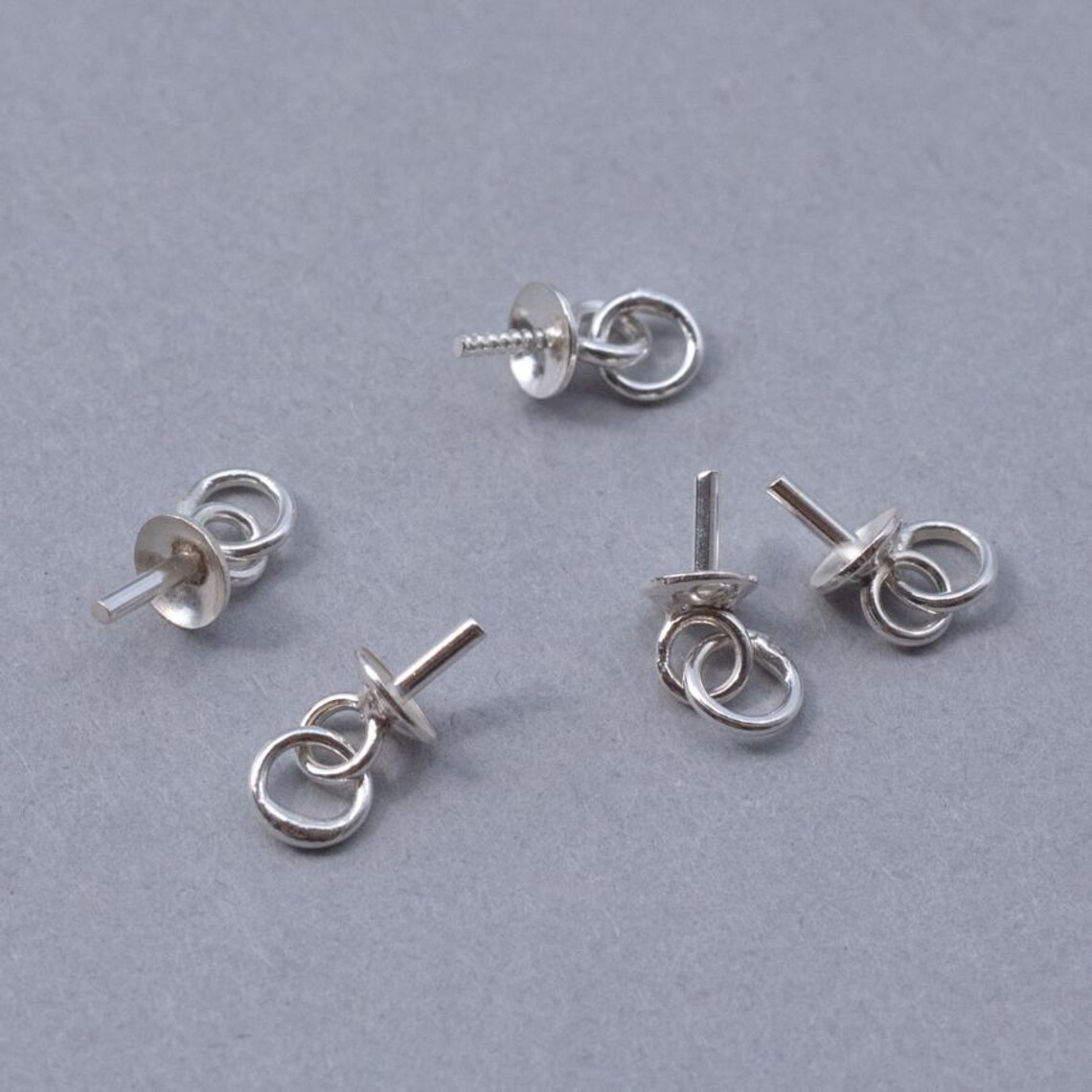 Sterling Silver Screw Eye Bail With Jump Ring: 3mm Cup, Half-drill ...