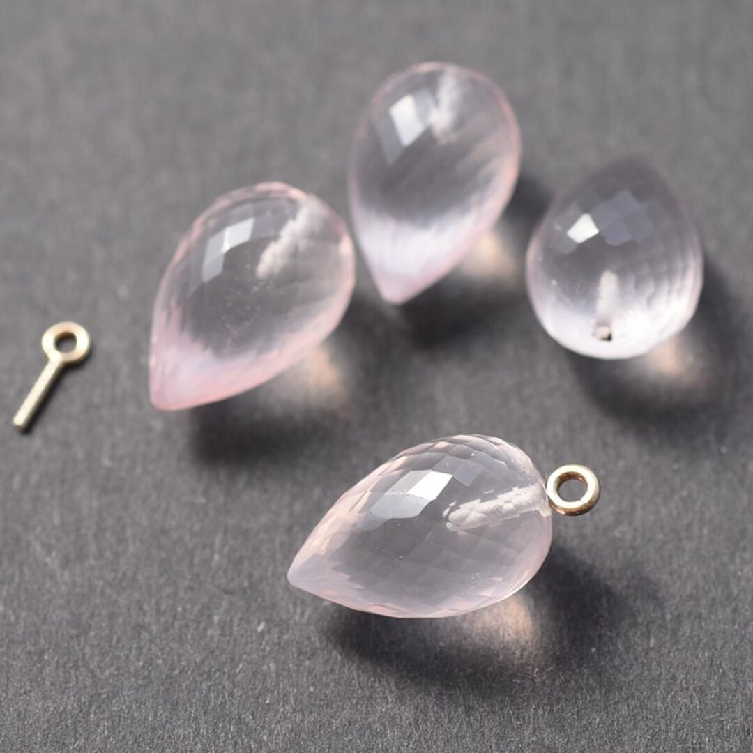 AAA Rose Quartz 12-13mm Long Half Drill Inverted Tear Drop Micro ...