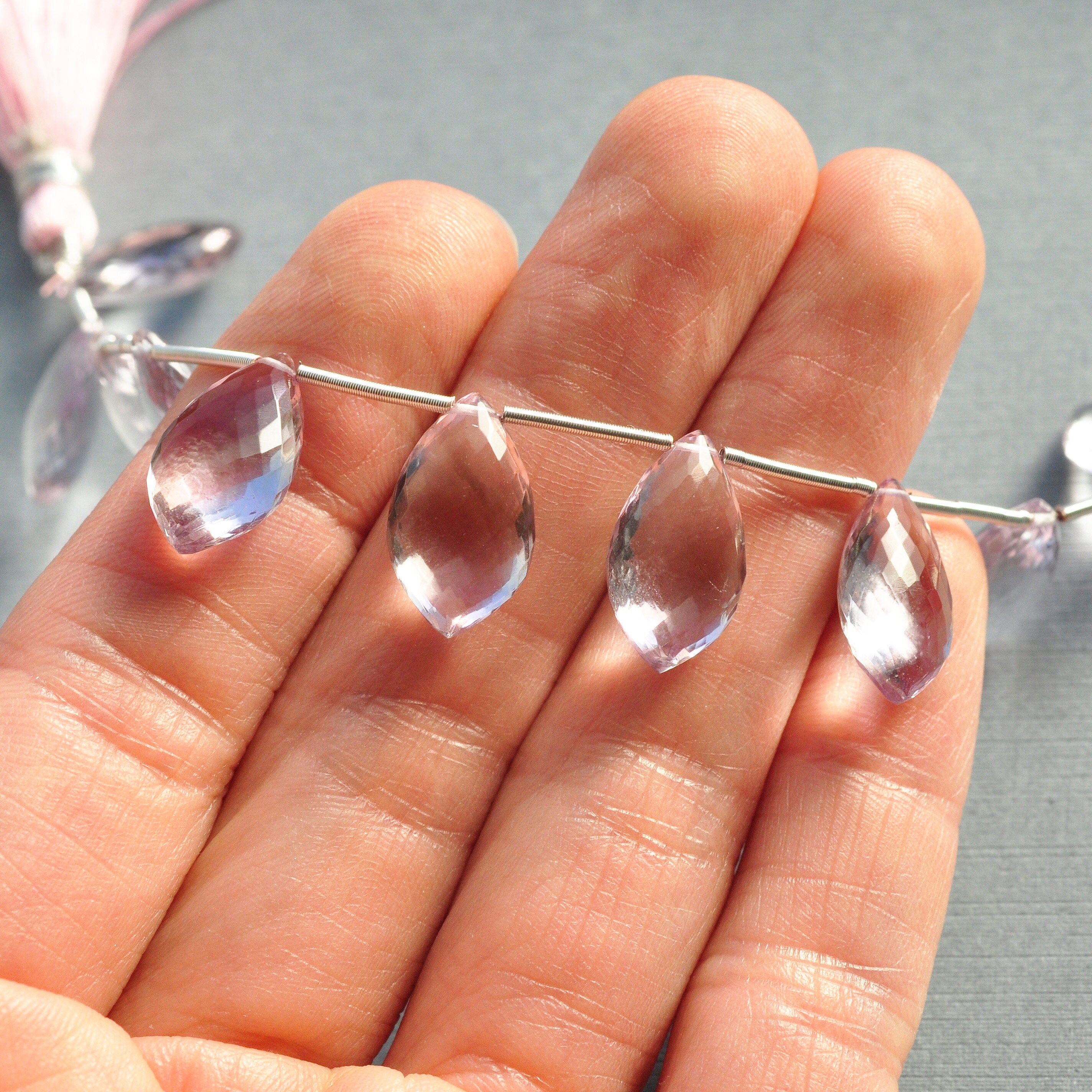 AAA Microfaceted Pink Amethyst Fancy Cut Marquise 16mm Long - Etsy