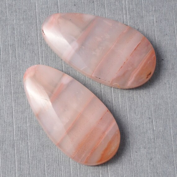 Natural Smooth Pale Pink Agate 11x22 Cabochon Gemstone Pair | Etsy
