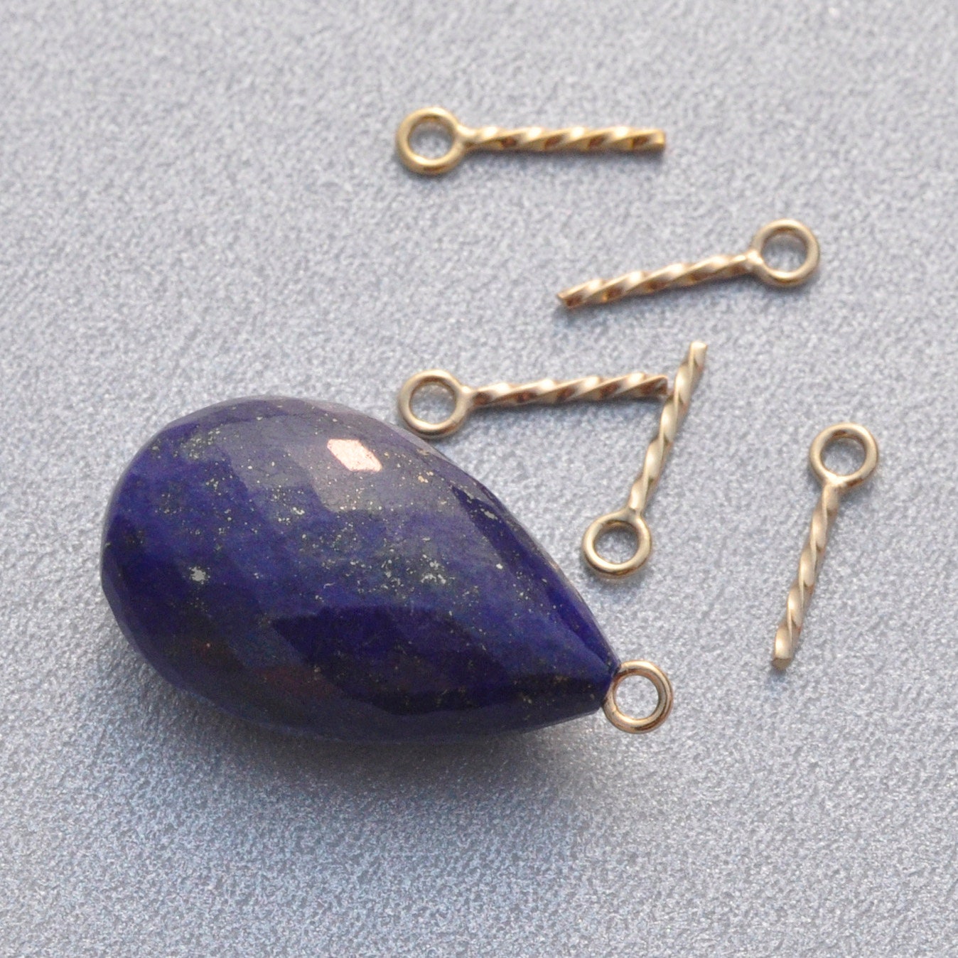 14k Gold Screw Eye Peg Small Setting Component for Half Drill Gems and ...