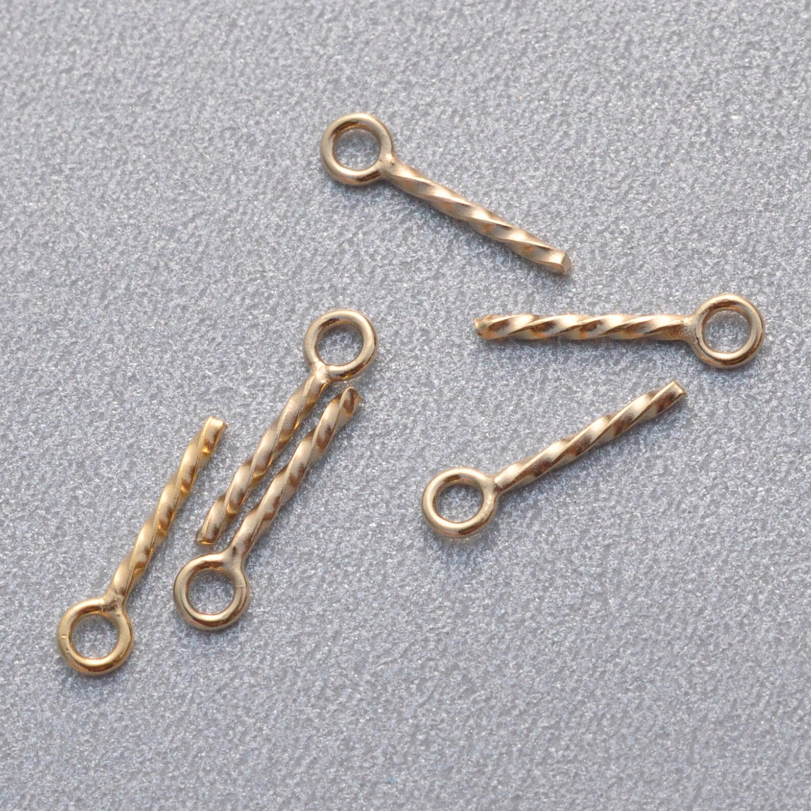 14k Gold Screw Eye Peg Small Setting Component for Half Drill Gems and ...