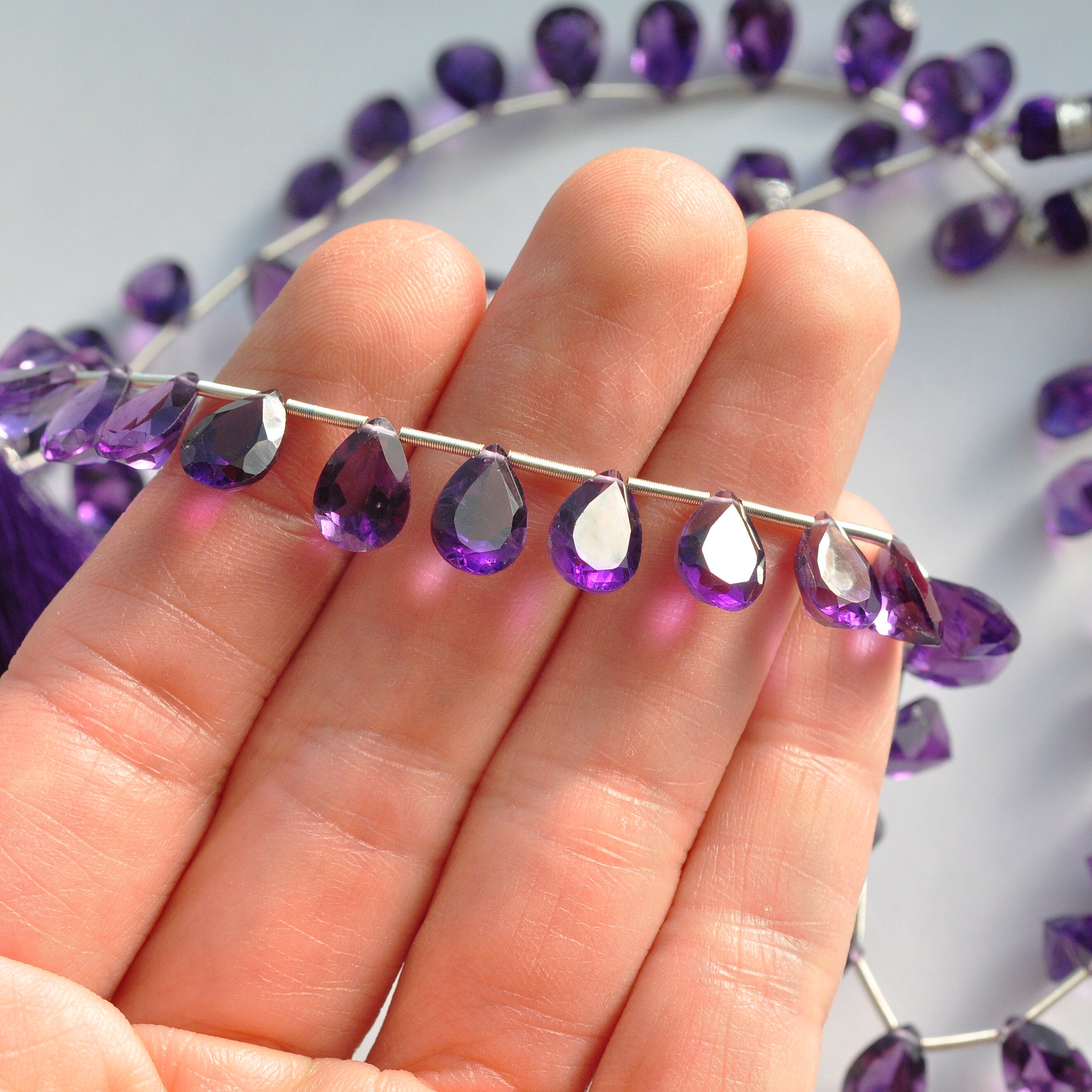 AAA Faceted Amethyst Concave Pear 9-10mm Long Briolette - Etsy