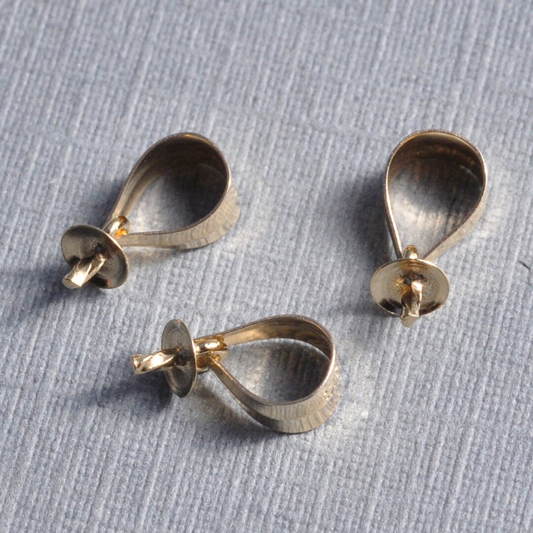 14k Gold Screw Eye Bail With 3mm Cup for Half Drill Pearls - Etsy