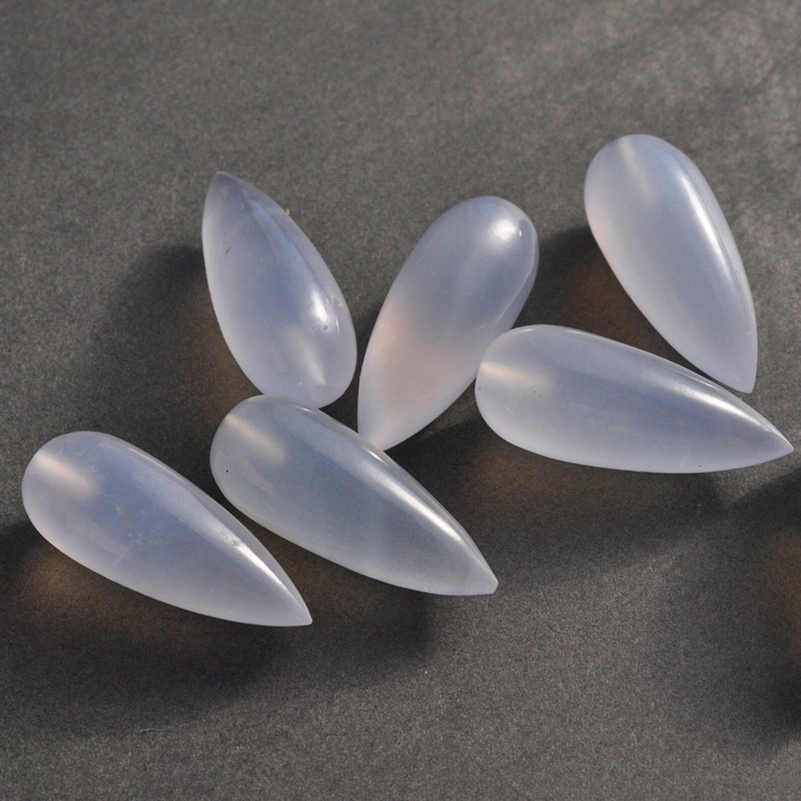 AAA Natural Chalcedony Half Drill Micro Faceted 19-20mm Long Inverted ...