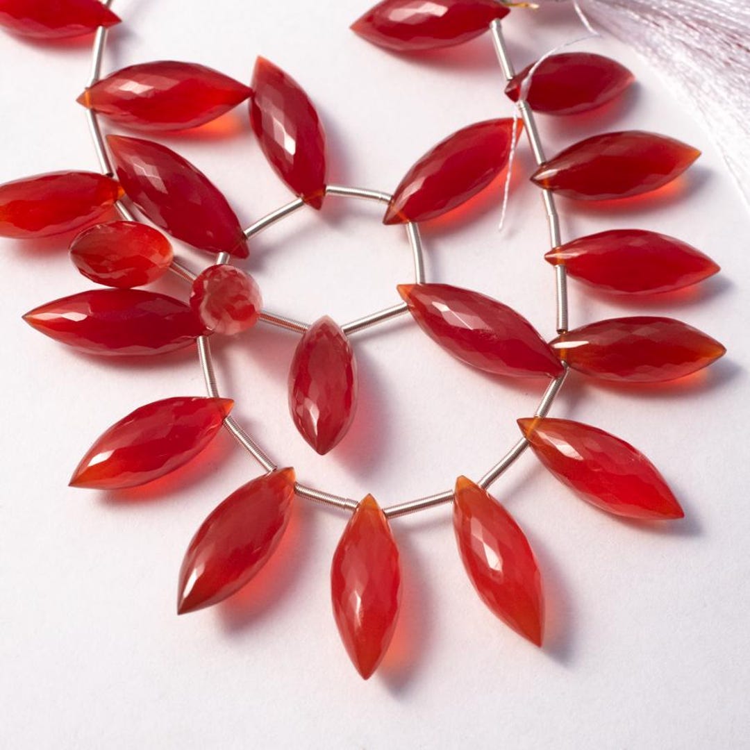 AAA Carnelian Briolette Beads: Microfaceted Red Orange Dew Drop (17-18mm) - Etsy