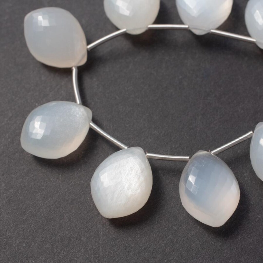AAA White Moonstone Micro Faceted Chubby Marquise Briolette 11x15 ...