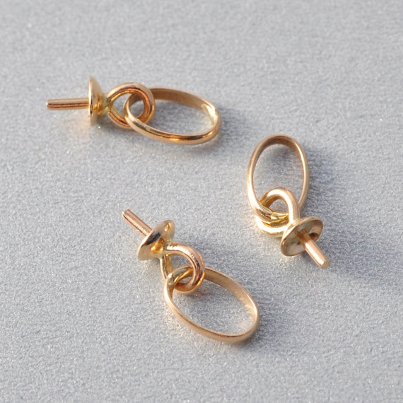 Solid 14k Gold Screw Eye Small Component With 3mm Cup and Bail - Etsy