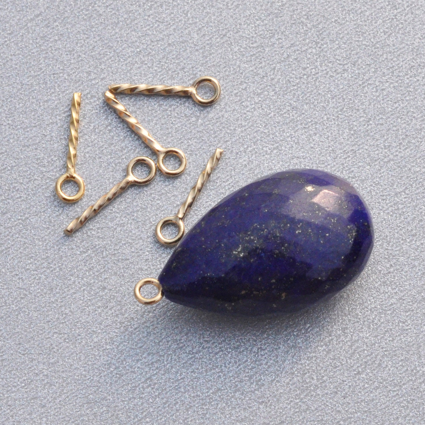 14k Gold Screw Eye Peg Small Setting Component for Half Drill Gems and ...