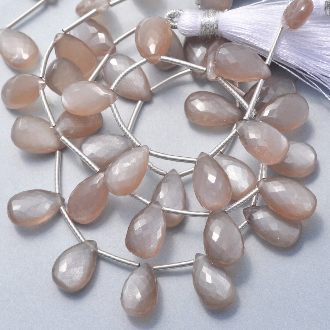 Chocolate Moonstone Micro Faceted Flat Pear Briolette 11-16mm Long ...