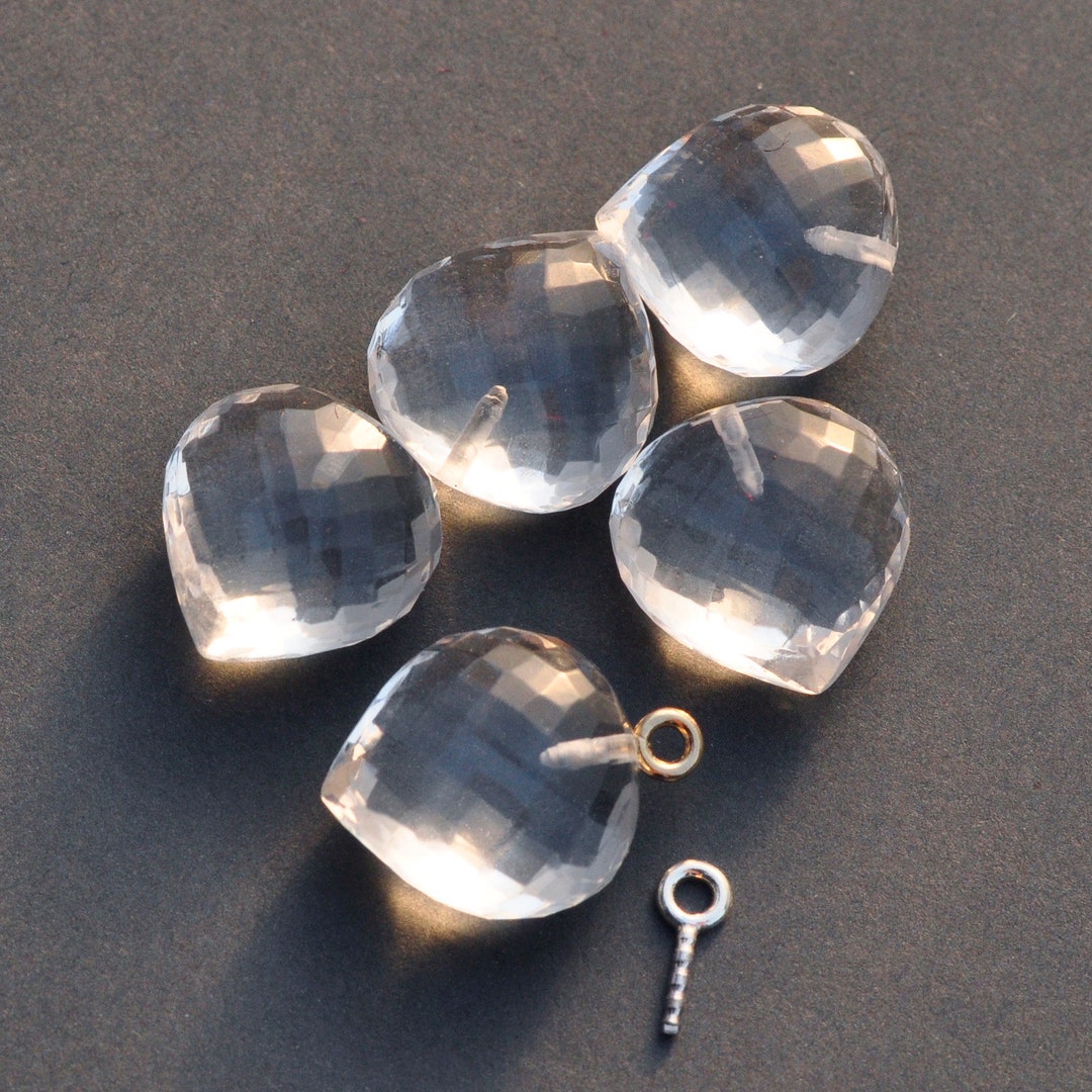 AAA Clear Quartz Inverted Half Drill 9-10mm Heart Micro Faceted ...