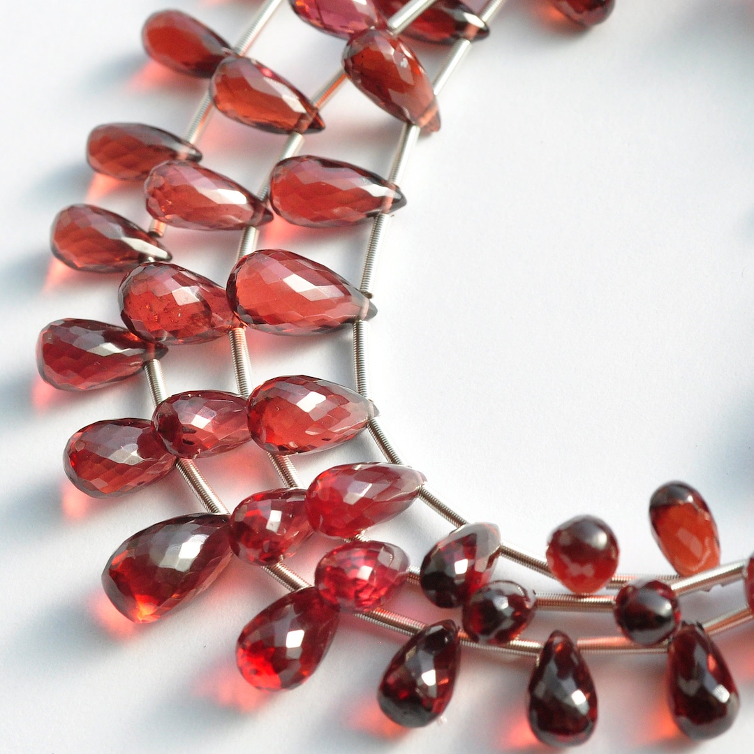 AAA Microfaceted Natural Garnet 5-7mm Long Tear Drop Gemstone Beads - Etsy