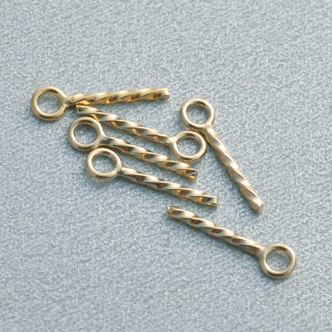 14k Gold Screw Eye Peg Small Setting Component for Half Drill Gems and ...