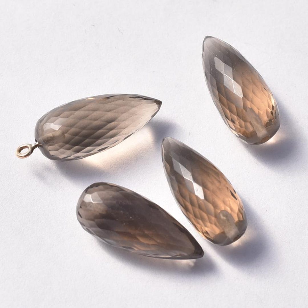 AAA Smoky Quartz Half Drill Inverted 17-19mm Long Teardrop Micro ...
