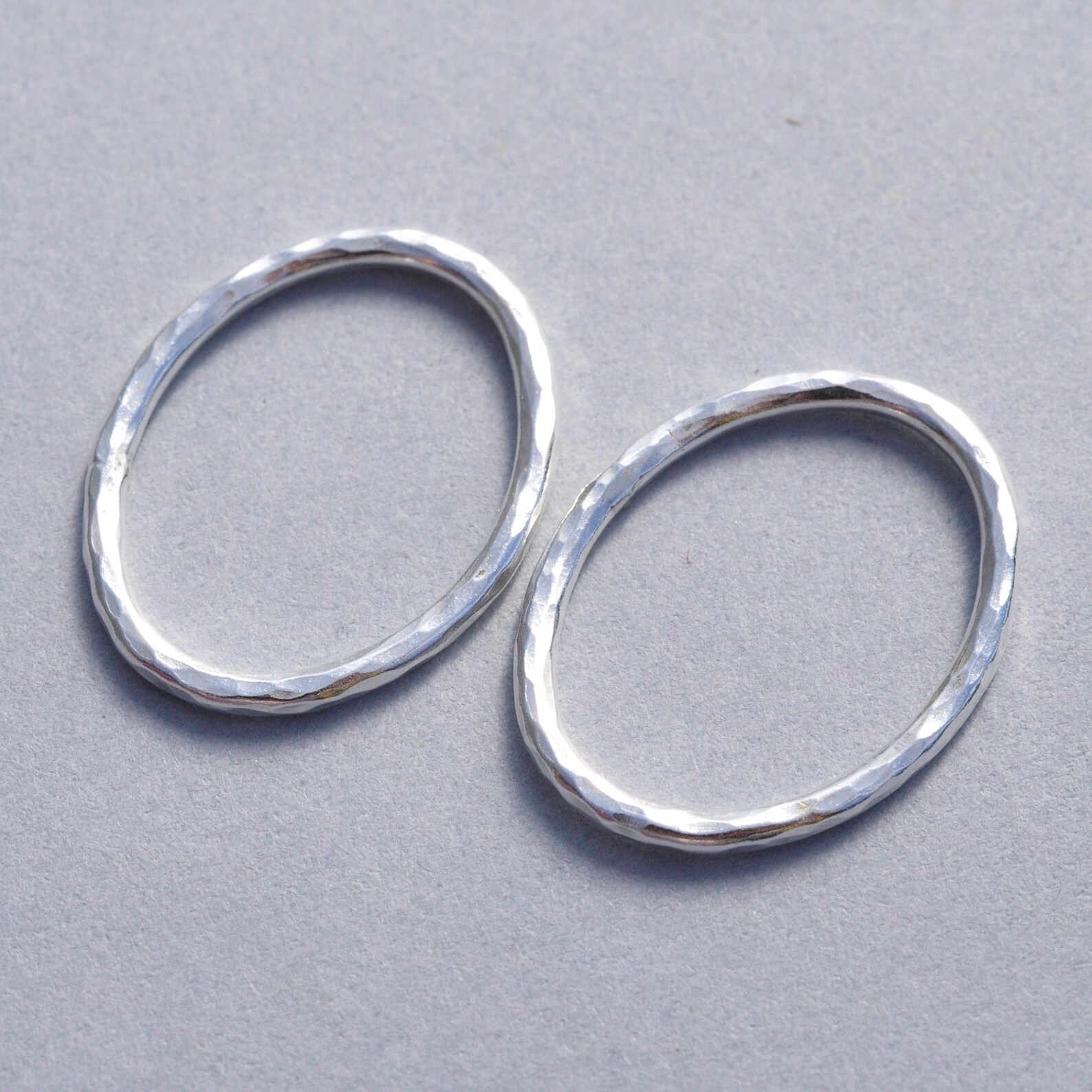 Handmade Hammered 18mm Long Oval Link Connectors Fine Silver or 14k ...