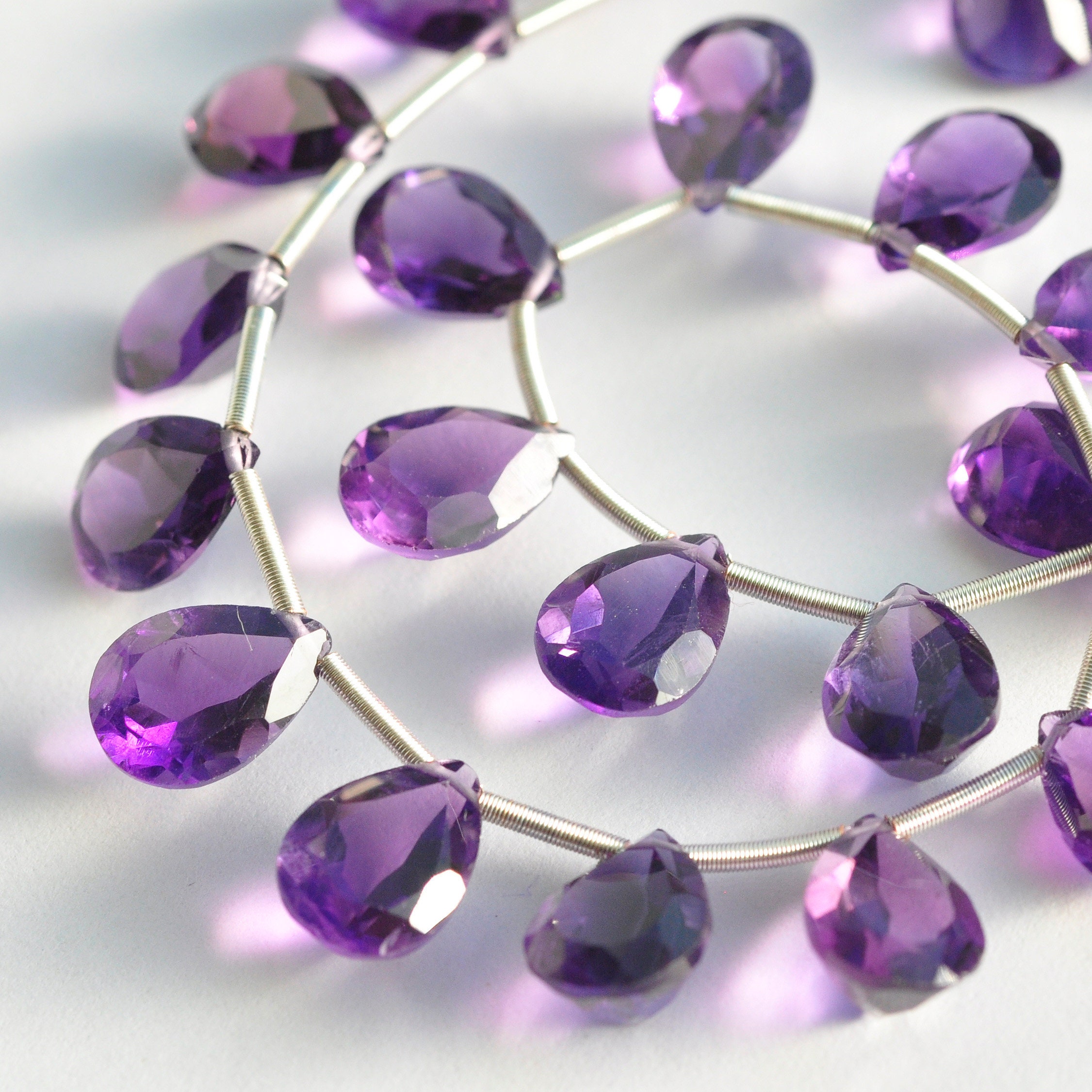 AAA Faceted Amethyst Concave Pear 9-10mm Long Briolette - Etsy