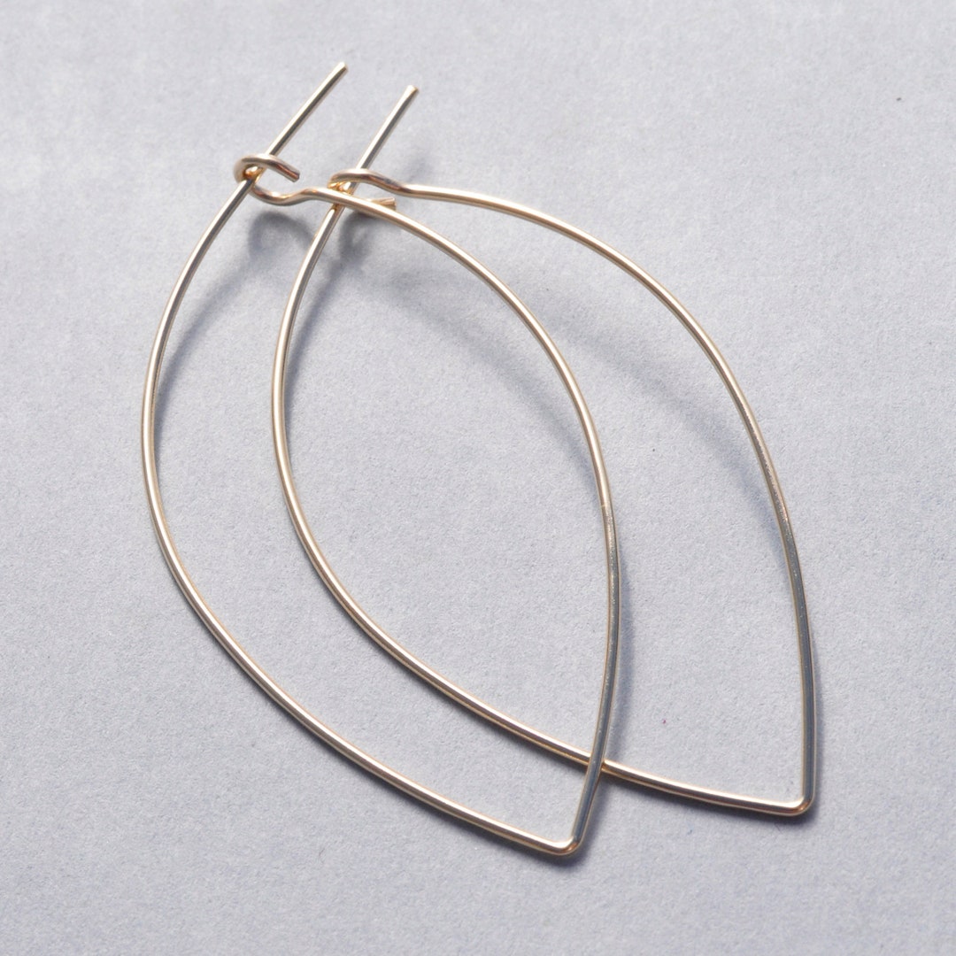 Handmade Leaf Shaped Wire Beading Hoops 2 Long in Argentium Silver or ...