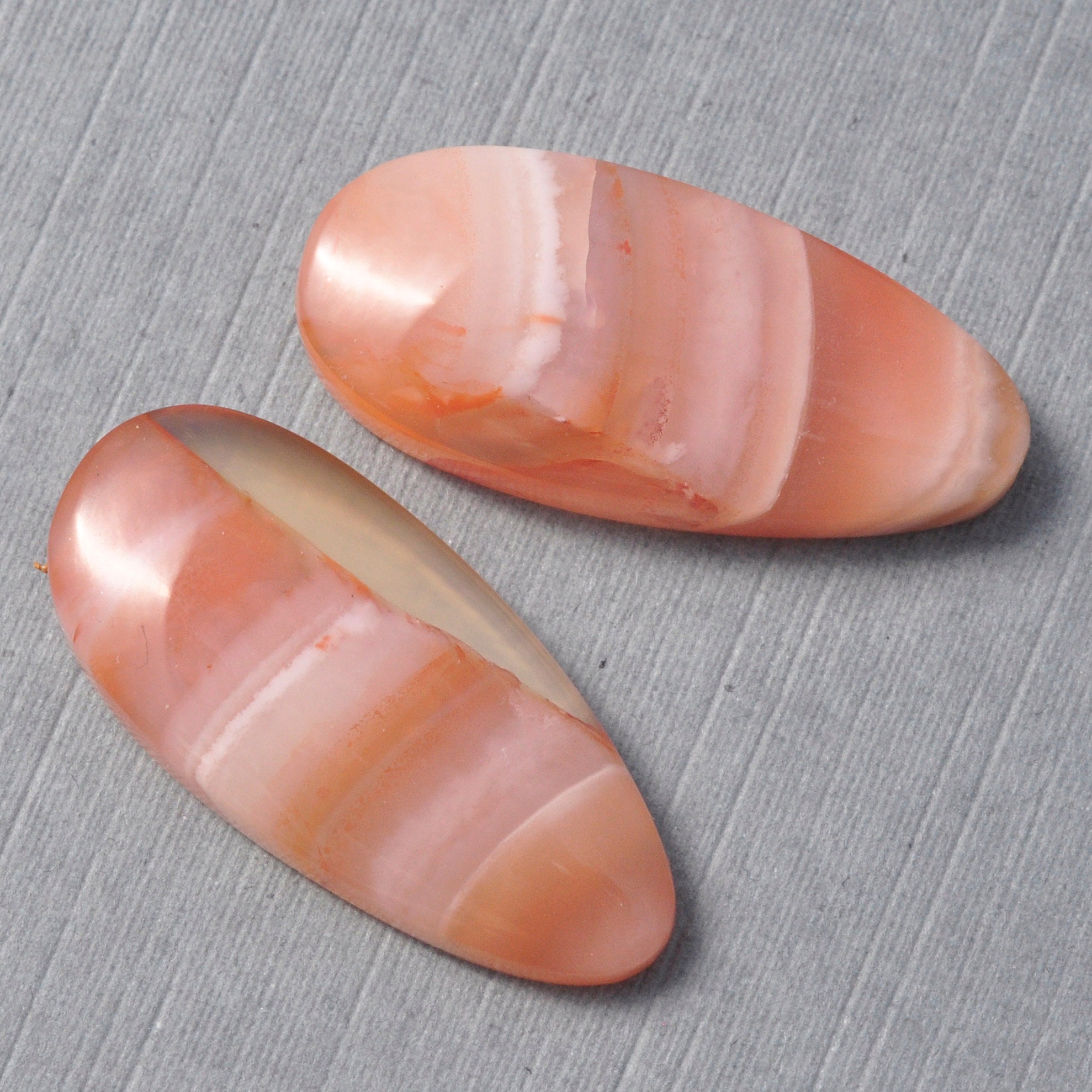 Natural Smooth Pale Pink Orange Agate 11x23 Cabochon Gemstone | Etsy
