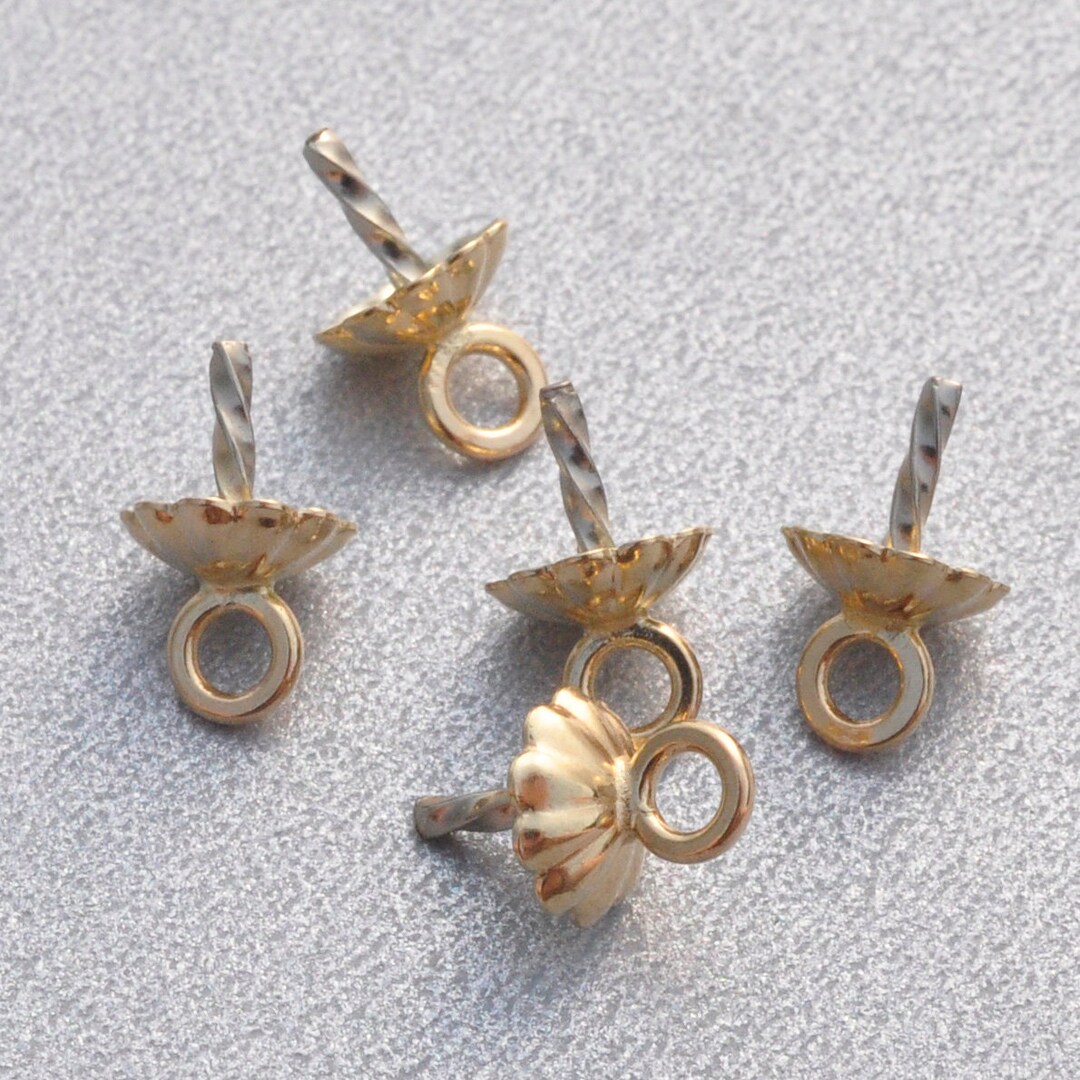 Solid 14k Gold Peg Small Setting Component With 4mm Fluted Cup for Half ...