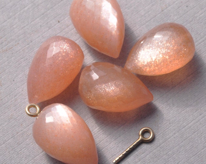 AAA Peach Moonstone Micro Faceted Half Drill 8x13 Inverted Tear Drops ...
